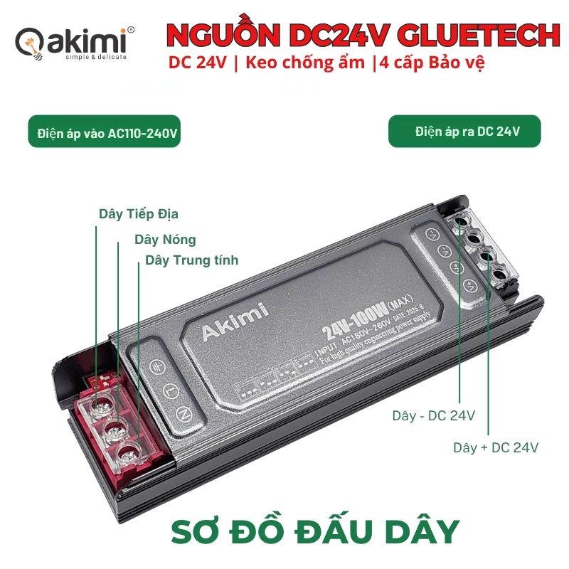 Bộ Nguồn Led Dây DC24V AKIMI GLUETECH 400W